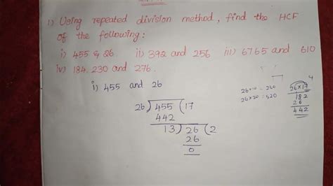Using Repeated Division Methodfind The Hcf Class 8 Chapter 7 Excercise 72 Sum 1 Tn Samacheer