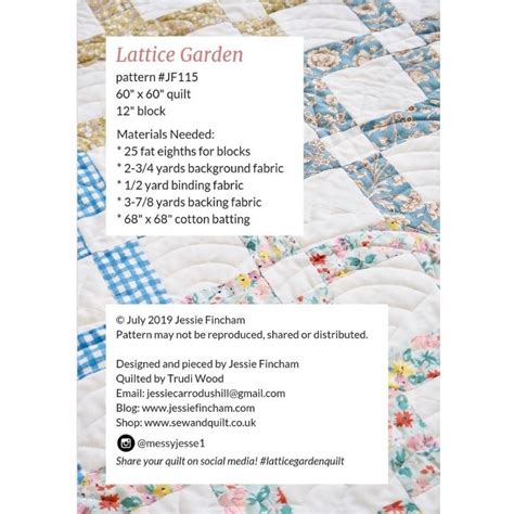 Lattice Garden Quilt Pattern By Jessie Fincham Sew And Quilt