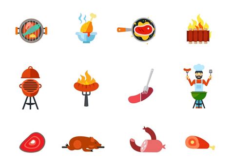 튀긴 음식 아이콘 세트 무료 벡터