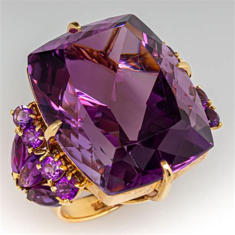 Massive Amethyst Cocktail Ring 14k Yellow Gold Artofit
