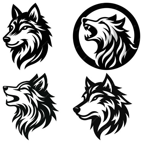 Black And White Wolf Vector Illustration Four Designs Fierce And Bold