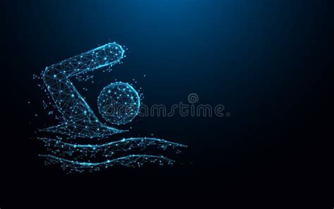 Swimming Icon Lines Triangles And Particle Style Design Stock Vector Illustration Of Water