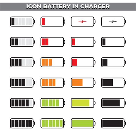 Icon Set Battery In Charger 10060164 Vector Art At Vecteezy