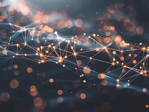 Premium Photo Abstract Flashing Connected Digital Data Nodes And