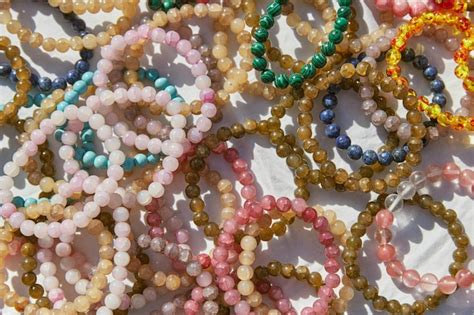 Stone Bracelets On Street Market Stall Traditional Portuguese Souvenir