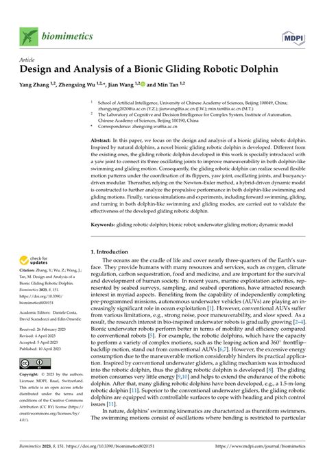 Pdf Design And Analysis Of A Bionic Gliding Robotic Dolphin