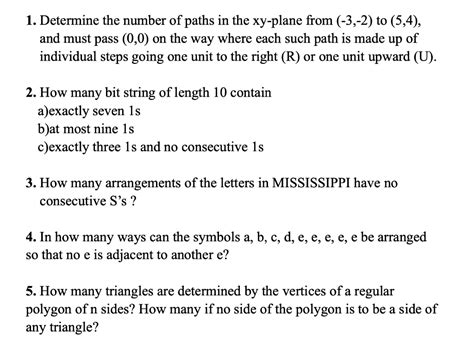 solved 1 determine the number of paths in the xy plane from