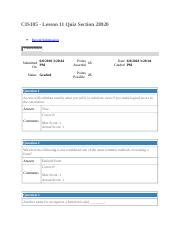 CIS Lesson Quiz CIS Lesson Quiz Section Recent Submission Cfw