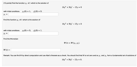 Solved Points Find The Function Y Of T Which Is The Chegg