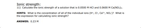 Solved Ionic Strength 11 Calculate The Ionic Strength Of A