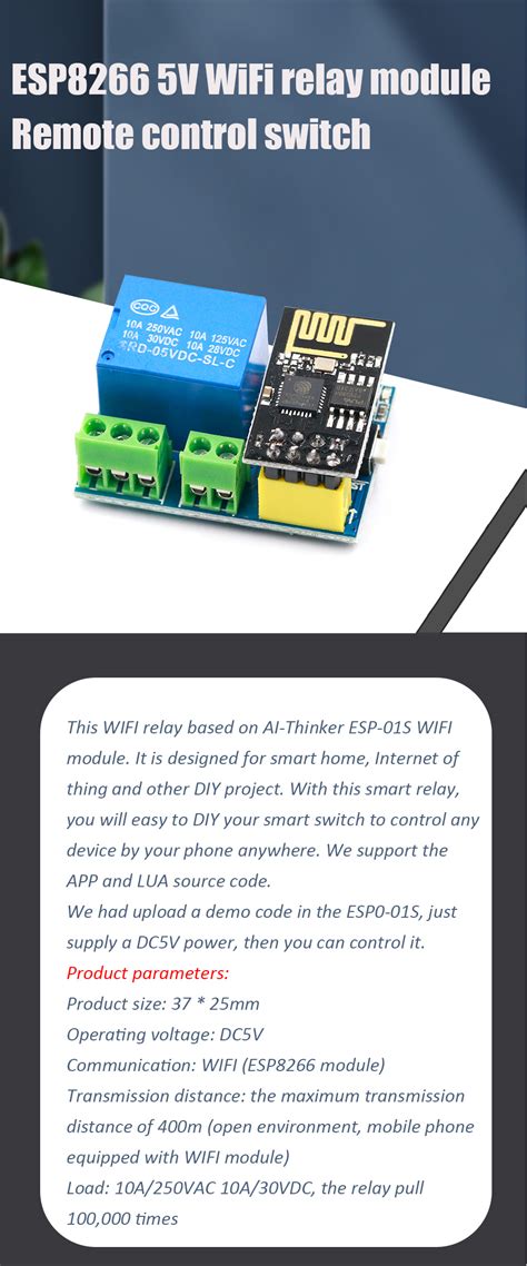 Esp8266 5v Wifi Relay Module Things Smart Home Remote Control Switch Phone App Esp 01 Relay Module