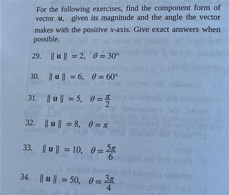 Solved For The Following Exercises Find The Component Form