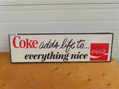 Coke Adds Life Plastic Face Light Up Sign Mcsherry Auction Service Ltd