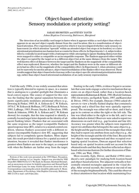 Pdf Object Based Attention Sensory Modulation Or Priority Setting