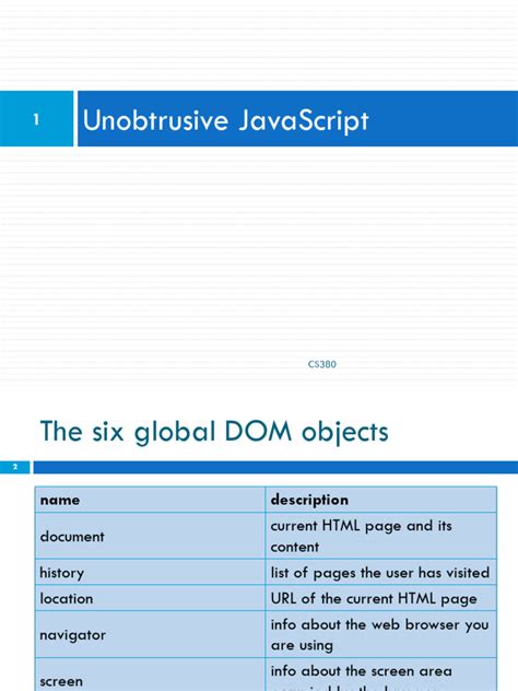 15 Unobtrusivejs Pdf Java Script Document Object Model