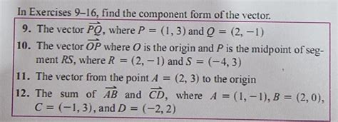 Solved In Exercises Find The Component Form Of The Chegg