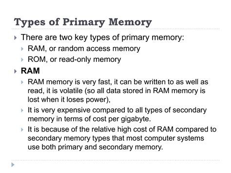 computer memory types and explanation with example ppt