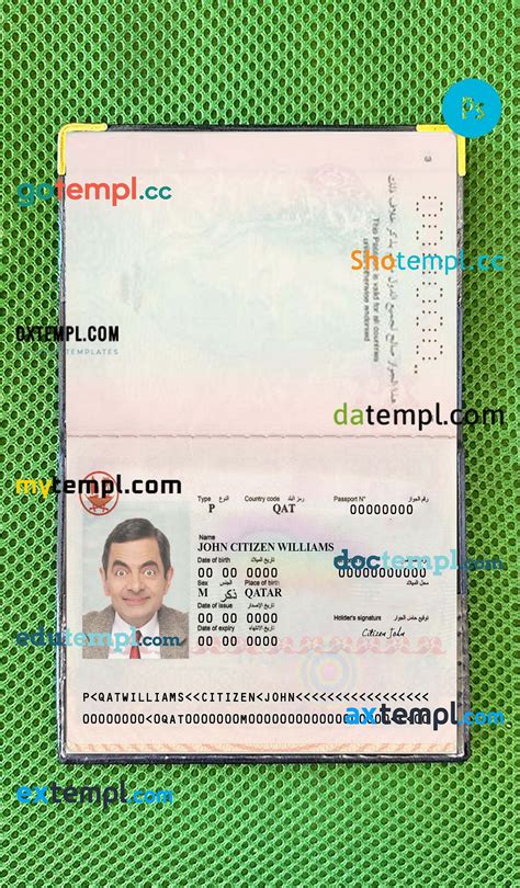 Sample Qatar Passport Psds Editable Scan And Photograghed Picture Template 2 In 1 Download