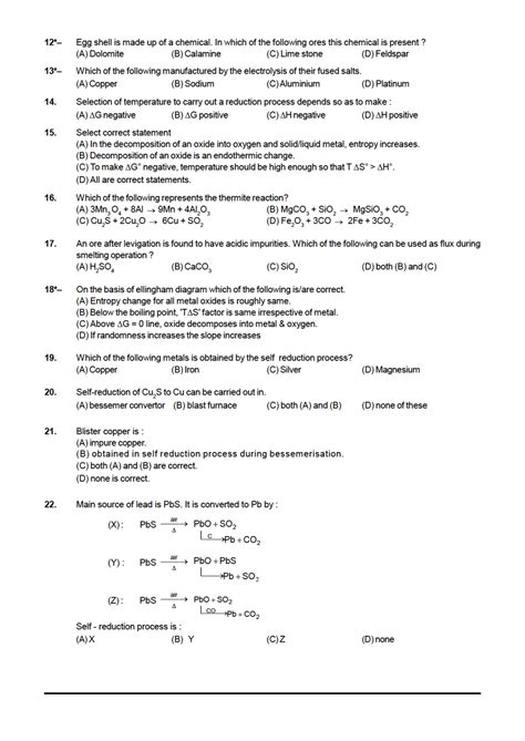 Download Iit Jee 2022 Metallurgy Objective Type Questions Pdf Online 2022