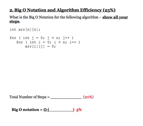 Solved 2 Big O Notation And Algorithm Efficiency 25 What