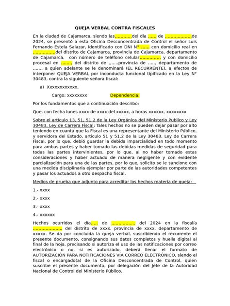 Modelo Queja Fiscal Pdf Gobierno