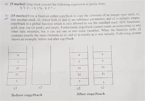 solved a [5 marks]using stack convert the following