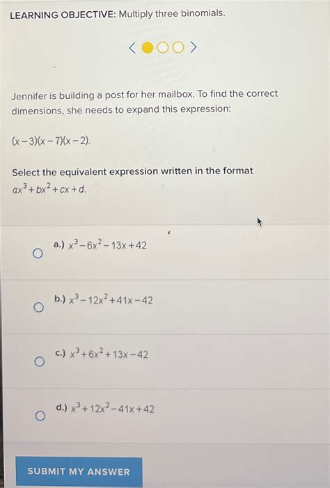 solved learning objective multiply three binomials jennifer