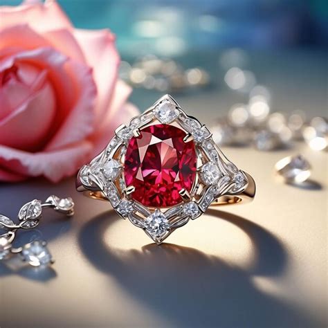 Premium Photo Luxurious Red Ruby Gem Stone Golden And Silver Ring