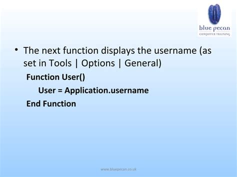Creating A User‑defined Function In Excel Using Vba Ppt