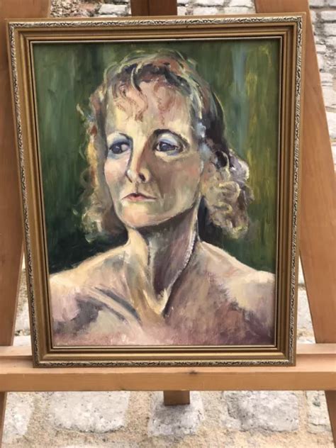 Vintage Expressionist Oil On Board Portrait Of A Lady Framed Mid