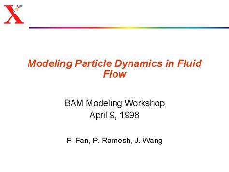 Modeling Particle Dynamics In Fluid Flow Bam Modeling