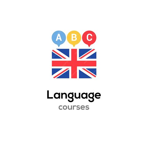 Premium Vector English Language School Logo Course Concept Vector