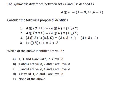 Solved The Symmetric Difference Between Sets A And B Is Chegg Com