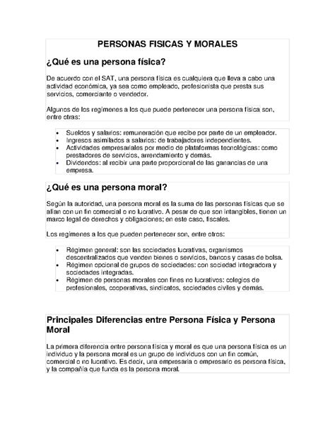 Persona Física Y Moral Resumen Operaciones Y Títulos De Credito