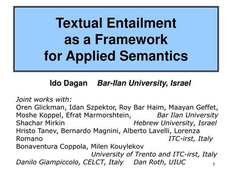 Ppt Textual Entailment As A Framework For Applied Semantics Powerpoint Presentation Id6613759