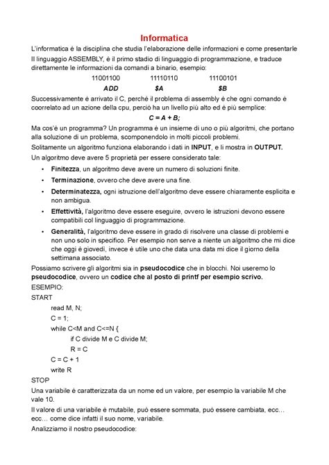 Appunti Sulla Base Della Programmazione Docsity