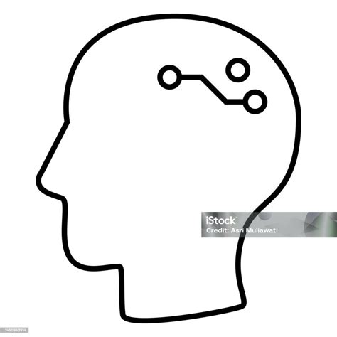 로봇 두뇌 인공 지능 뉴런 네트워크 로봇 및 Ai 기술 개념 설계를 위한 간단한 선 아이콘 그리기 Cpu에 대한 스톡 벡터 아트