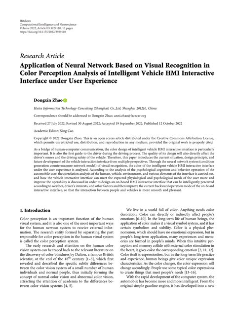 pdf application of neural network based on visual recognition in