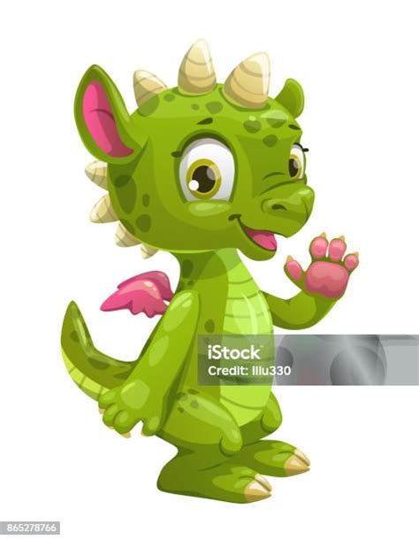 작은 귀여운 만화 그린 드래곤 용에 대한 스톡 벡터 아트 및 기타 이미지 용 공룡 아이 Istock