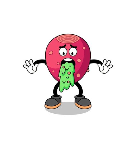 Prickly Pear Mascot Cartoon Vomiting Premium Vector