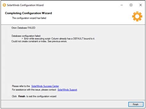 Configuration Wizard Failing With An Executing Script Column Error
