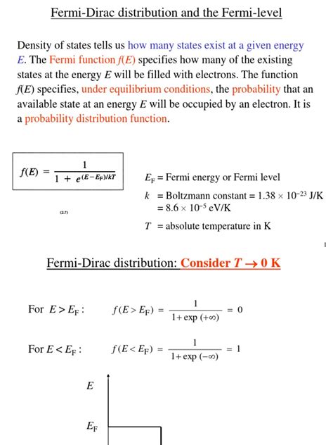 Fermi Dirac Distribution And The Fermi Level Pdf Stars Temperature