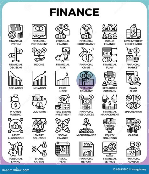 Finance Line Icons Stock Vector Illustration Of Income 95815380