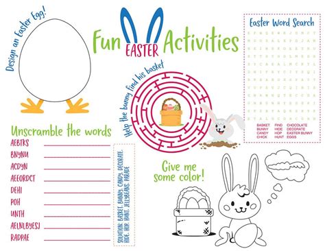 Fun Easter Egg Printable Activities Sheet With Puzzles