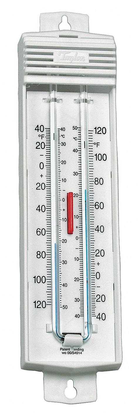 Taylor Analog Thermometer Wall Mount 40° To 120°f 40° To 50°c 8 3 4 In H X 2 3 4 In W X 3 4