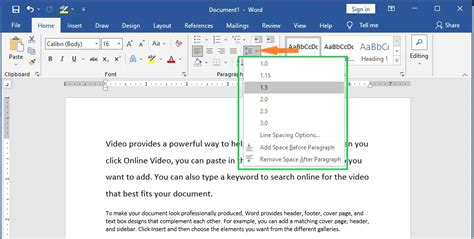 what is line spacing in word