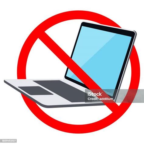 노트북 금지 표지판이 없습니다 흰색 배경에 고립된 벡터 그림입니다 0명에 대한 스톡 벡터 아트 및 기타 이미지 0명 개념 개념 기호 Istock