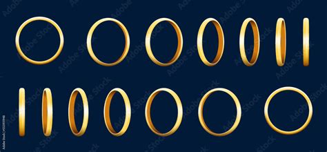 3d Golden Ring Rotate Animation Animated Game Sprite Gold Cartoon