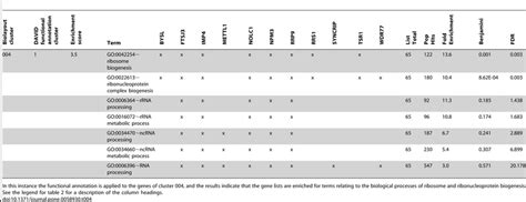 the results of david functional annotation clustering applied to the