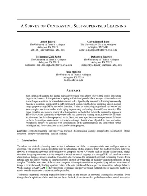 A Survey On Contrastive Self Supervised Learning Pdf Cognitive Science Artificial Intelligence